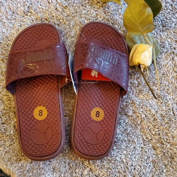 Puma | Shoes | Puma Burgundy Slide Sandals | Poshmark